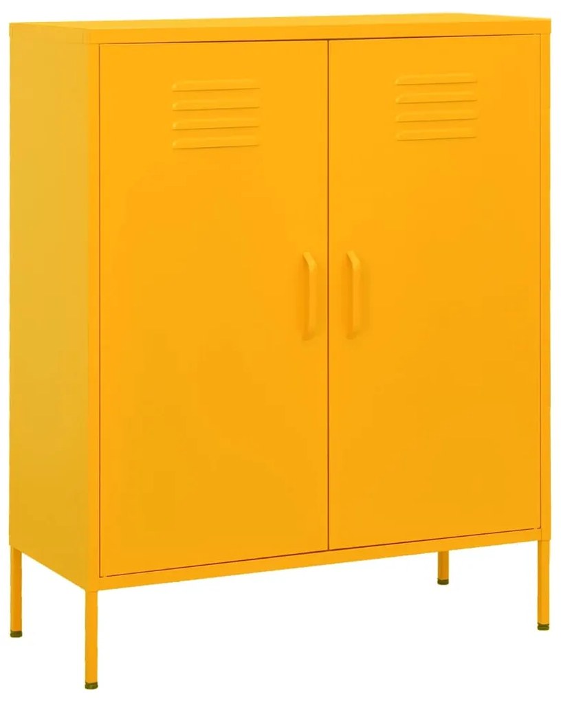 336164 vidaXL Úložná skříň hořčicově žlutá 80 x 35 x 101,5 cm ocel