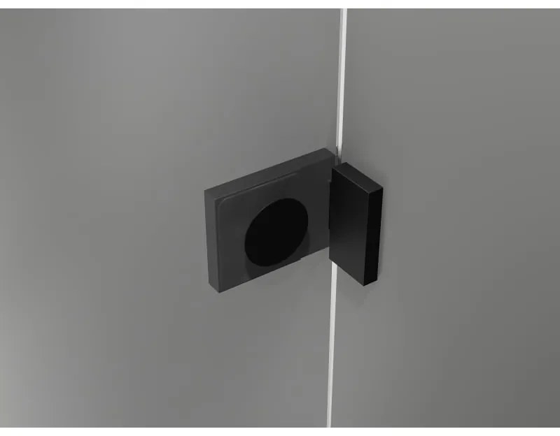 Mexen Lunar, L pětiúhelníkový sprchový kout naklápěcí doleva 100 x 80 cm, 8mm čiré sklo, černý profil, 831L-100L-080P-70-00-L