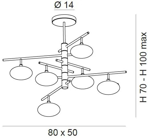 Metal Lux 261.166.02 Dolce, závěsné svítidlo 6xG9, zlatá/bílé sklo, 80x50cm