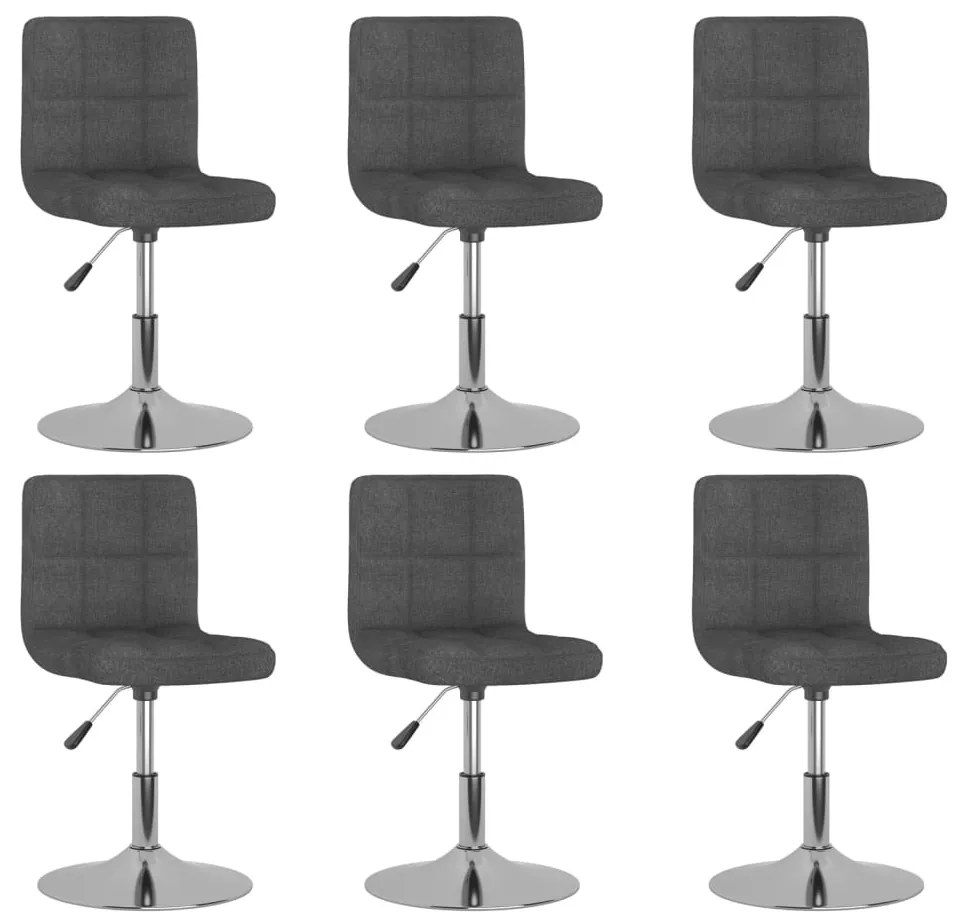 vidaXL 3087459 Marketos Swivel Dining Chairs 6 pcs Dark Grey Fabric (334210×3)