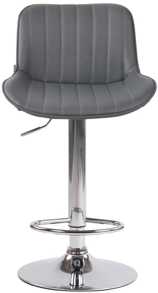 Barová židle Haugo - umělá kůže - chromovaný rám | šedá