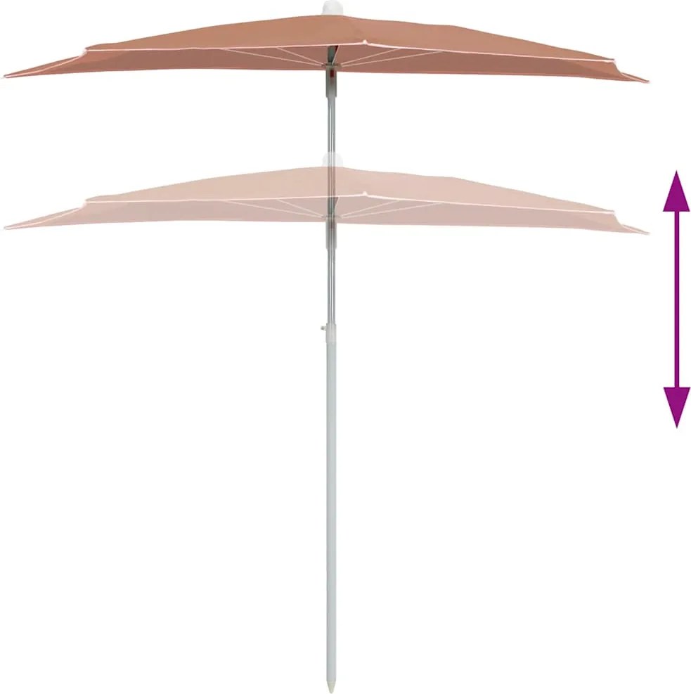 Zahradní půlkruhový slunečník s tyčí 180 x 90 cm terakotový 315564