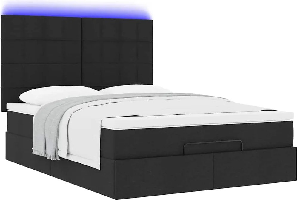 Osmanský rám postele s matrací černá 140x190cm textil 3314005