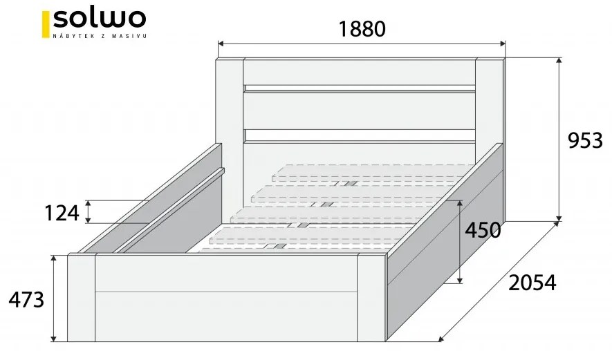 Masivní postel ANGELIKA - Solwo Design Dřevo a odstín oleje: BUK Cink - Olej odstín BO102, Rozměr spací plochy: 240x200