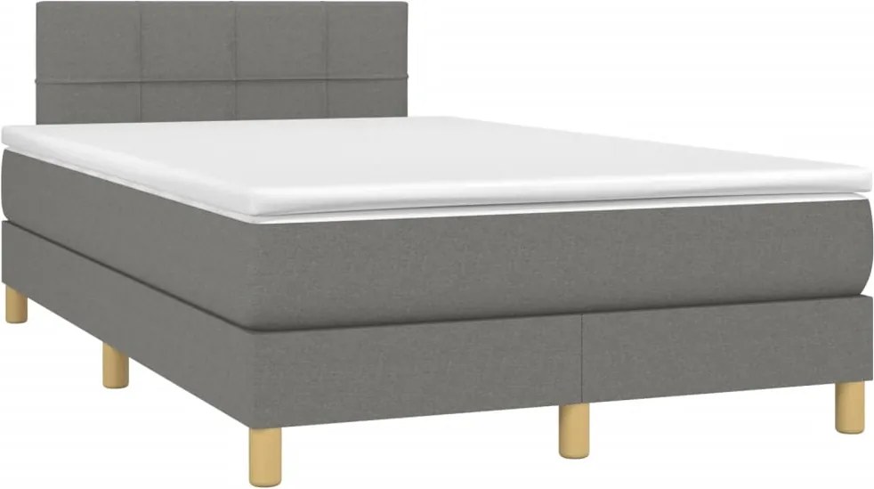 Box spring postel s matrací a LED tmavě šedá 120x190 cm textil 3270089