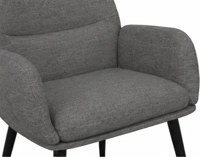 relaxační křeslo, odpočinkové, dřevo/kov/textil, 96x68x79 cm, nohy černé/světle šedá, Dekorino KR20260055