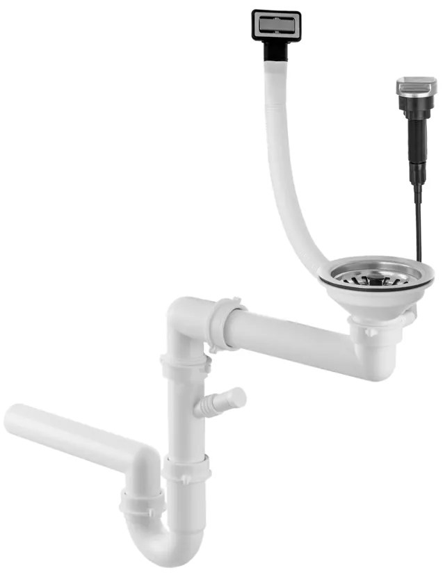 Gamma Gamma, 1-komorový automatický sifon pro granitové dřezy s hranatým přepadem, chromová, GMA-1A11ZCH