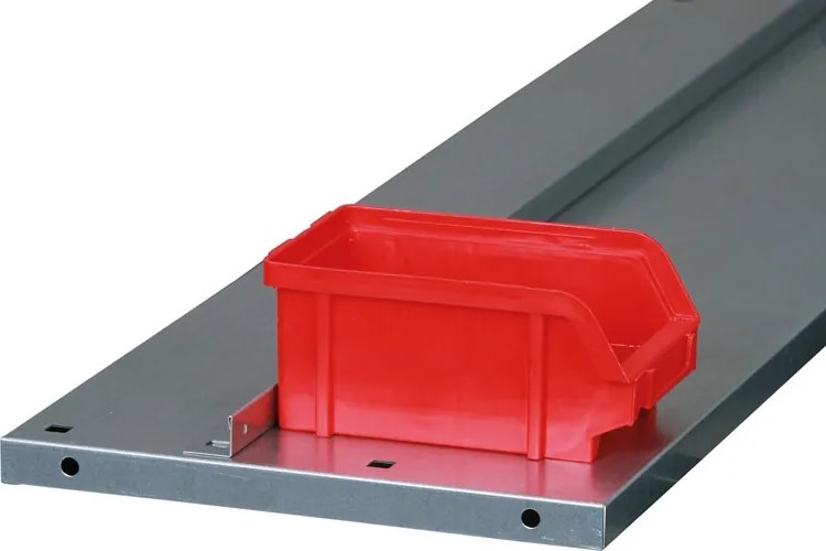 Skříň s plastovými boxy BASIC - 1800 x 400 x 920 mm, 104xA, šedá/šedé dveře