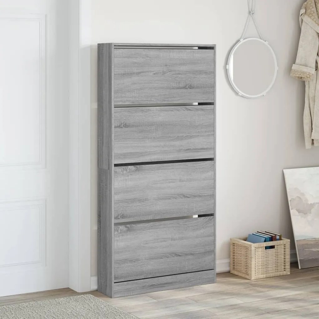 Botník se 4 výklopnými zásuvkami šedý sonoma 80 x 21 x 163,5 cm 3214369