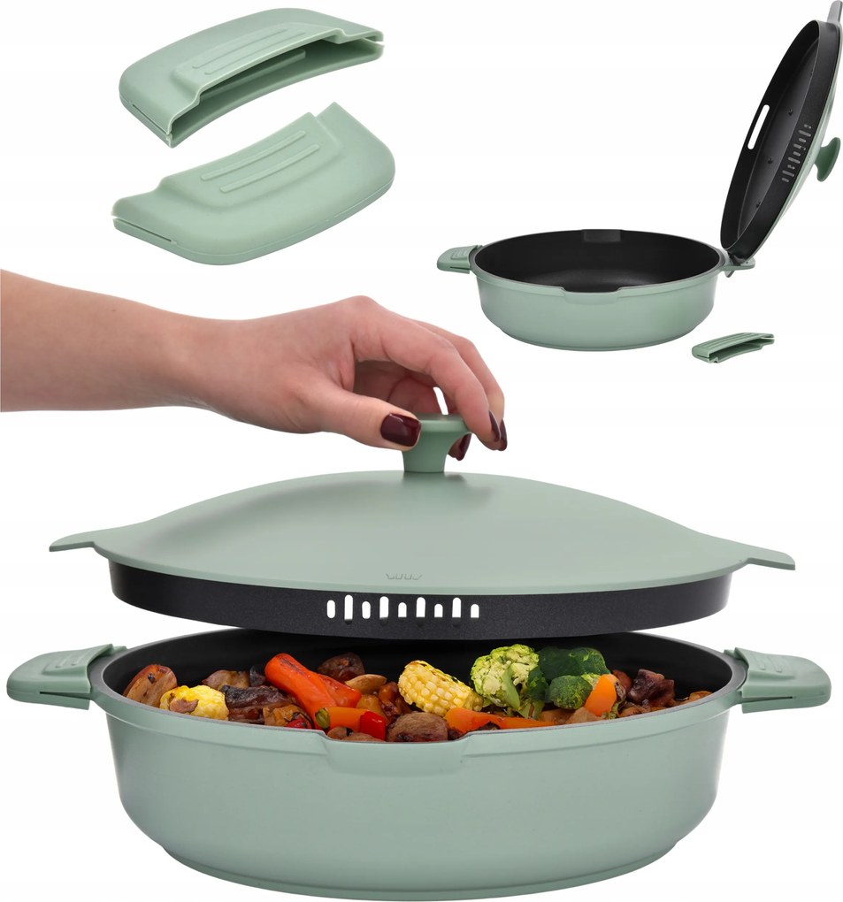 Hluboká Pánev Wok 28 CM Pekáč Indukce Plyn S Víkem Vysoká Ambition