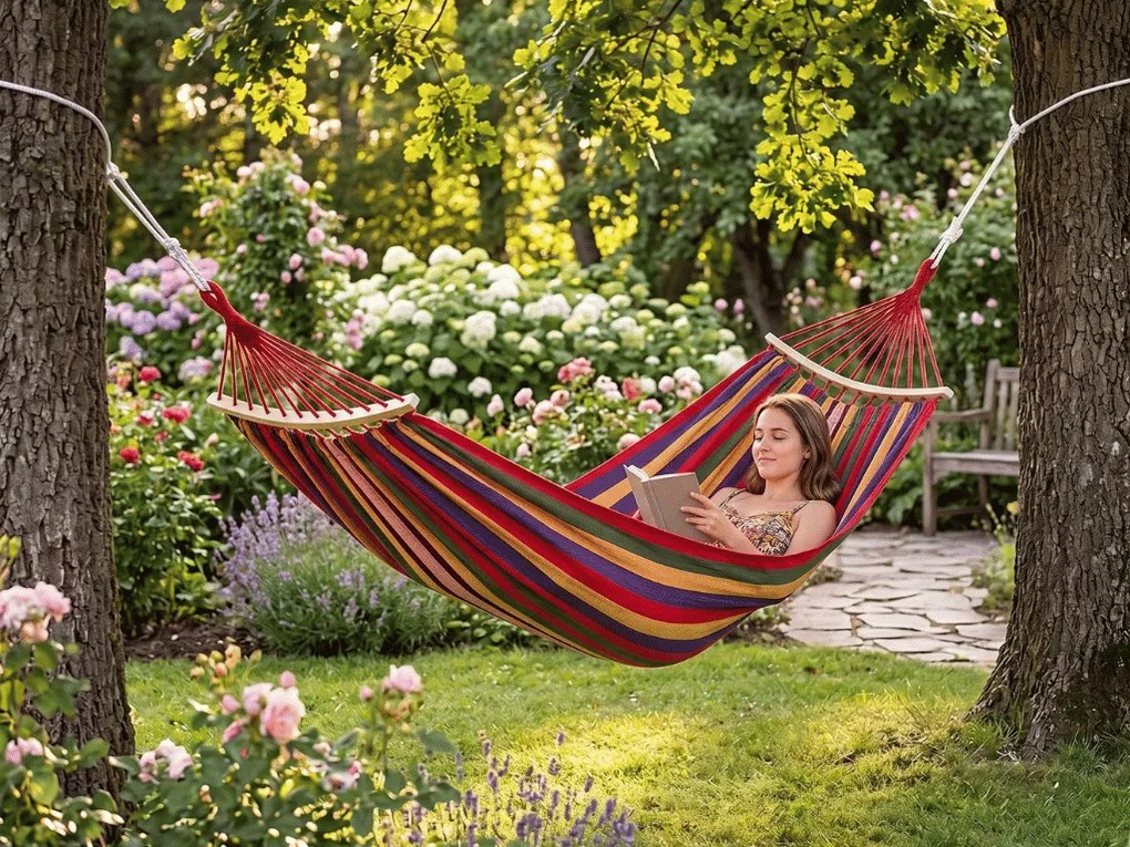 Houpací síť ZENVIO COMFORT 200x80 cm, červená + taška zdarma