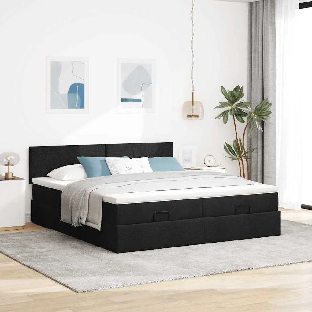Osmanský rám postele s matrací černá 160x200cm textil 3312817