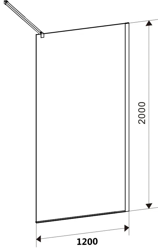 BPS-koupelny Sprchová zástěna Walk-in HYD-WI05 120 černá/transparent - bez vaničky