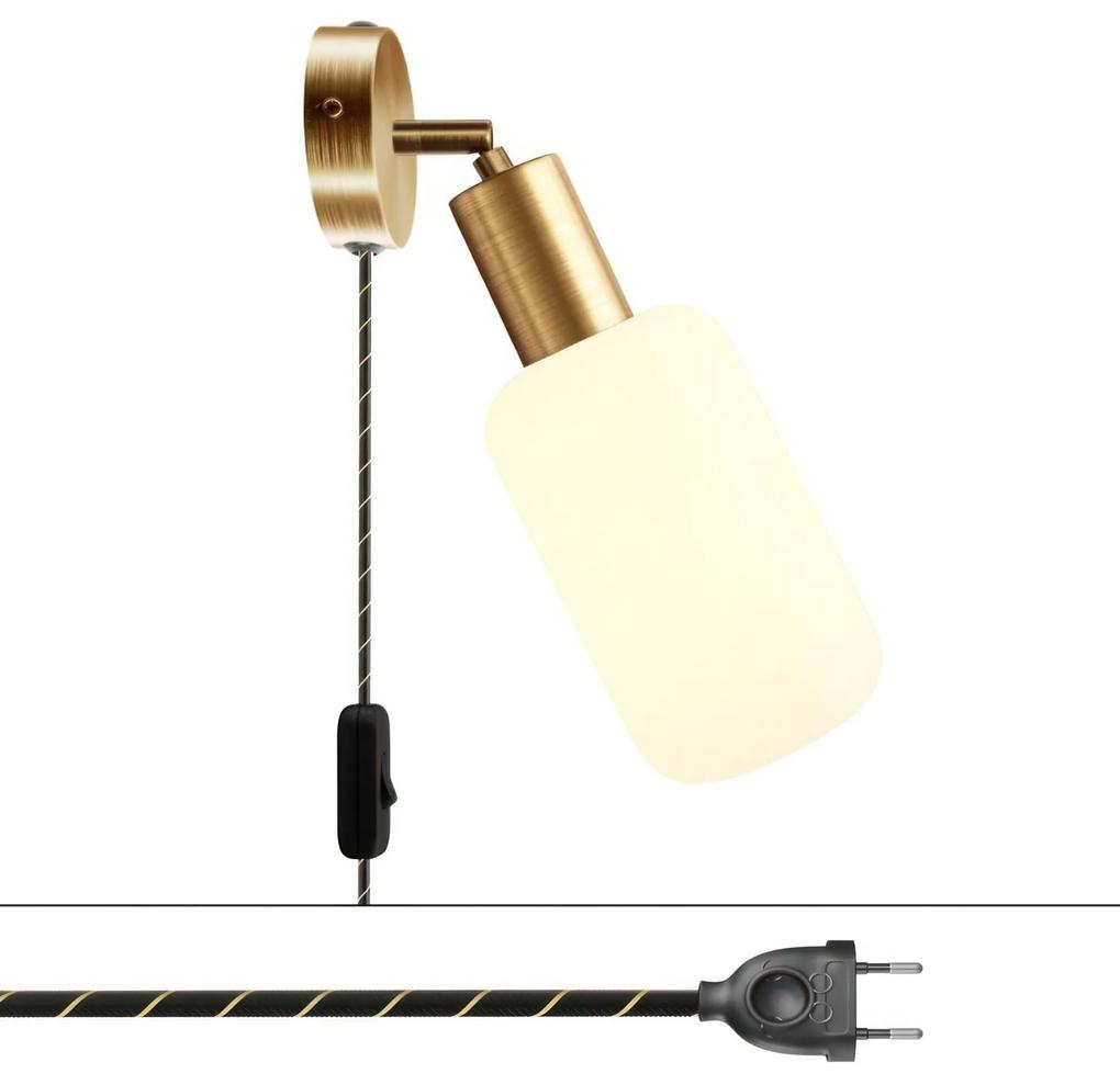 creative cables Spostaluce, nástěnná kovová lampa s nastavitelným kovovým kloubem, vypínačem a zástrčkou Barva: Bílá