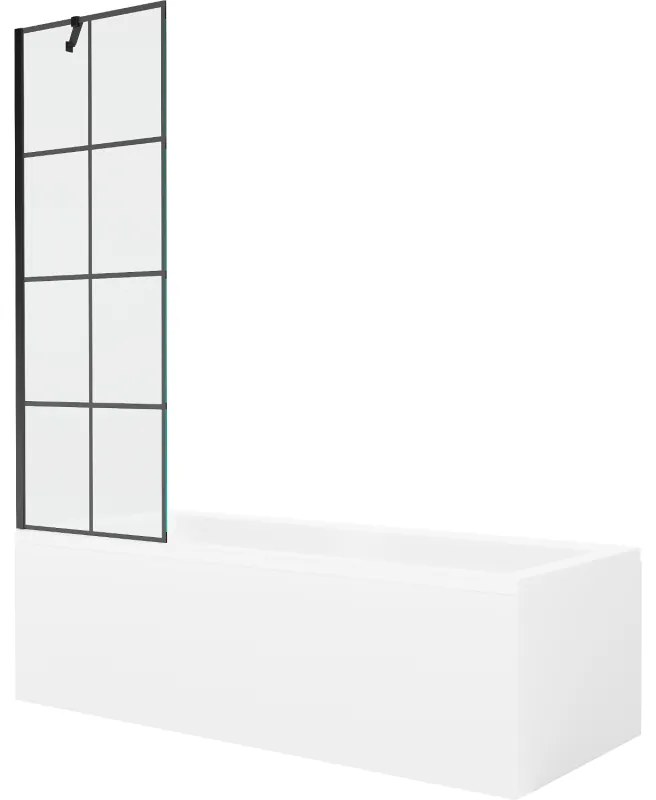 Mexen Cubik obdélníková vana 160 x 70 cm s pláštěm 1-křídlovou zástěnou 60 cm, Černý vzor - 550316070X9506007077