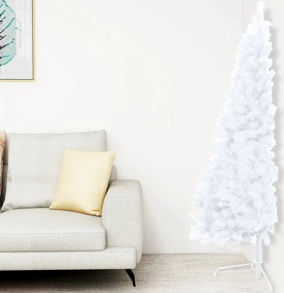 vidaXL Umělý vánoční půl stromek s LED a sadou koulí bílý 210 cm [3077571] Barva: Zeleno-šedý