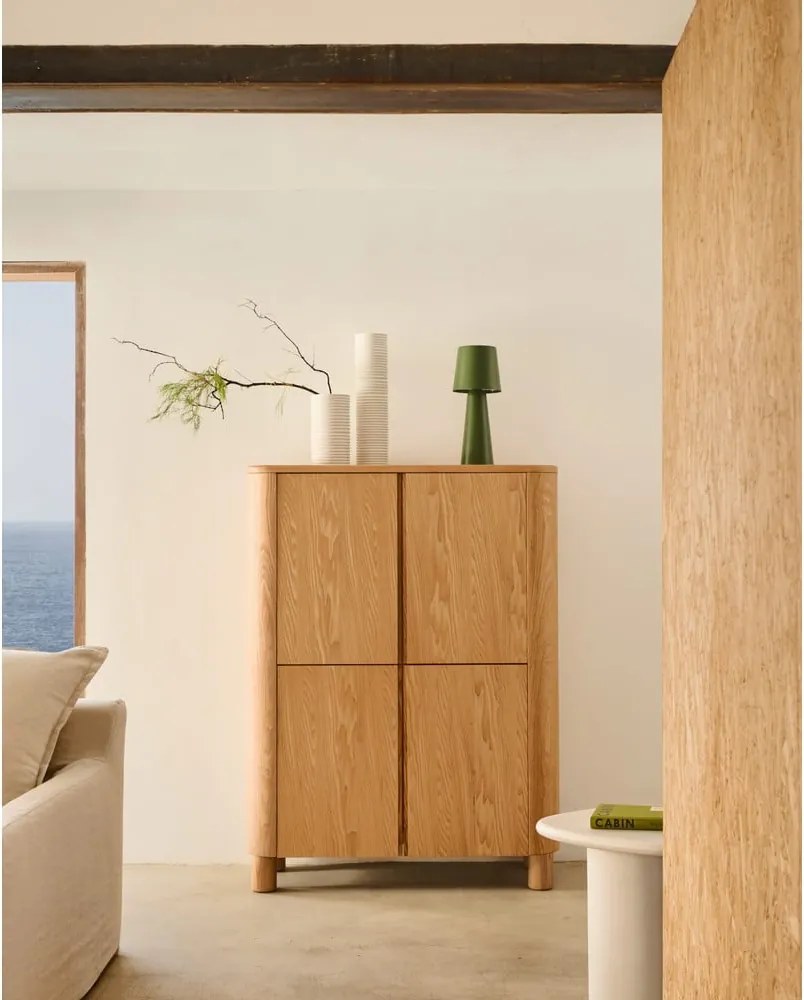 Skříňka v dekoru jasanu v přírodní barvě 100x134x40 cm Salaya – Kave Home