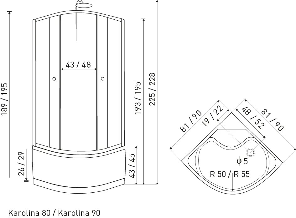 NIKIDO - Sprchový box KAROLINA 80x80 nebo 90x90 Velikost: 90x90