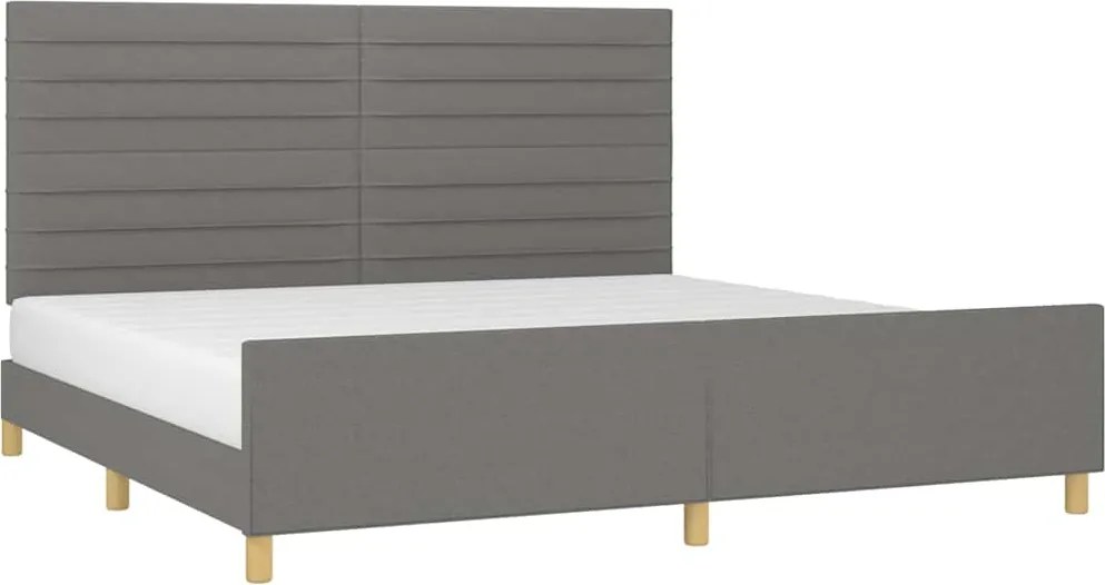Rám postele bez matrace tmavě šedý 200 x 200 cm textil 3125163