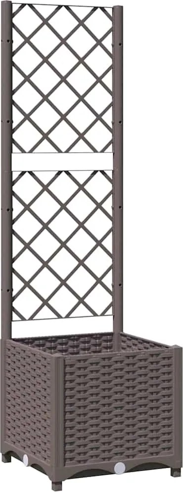 Zahradní truhlík s treláží hnědý 40 x 40 x 136 cm PP 318259