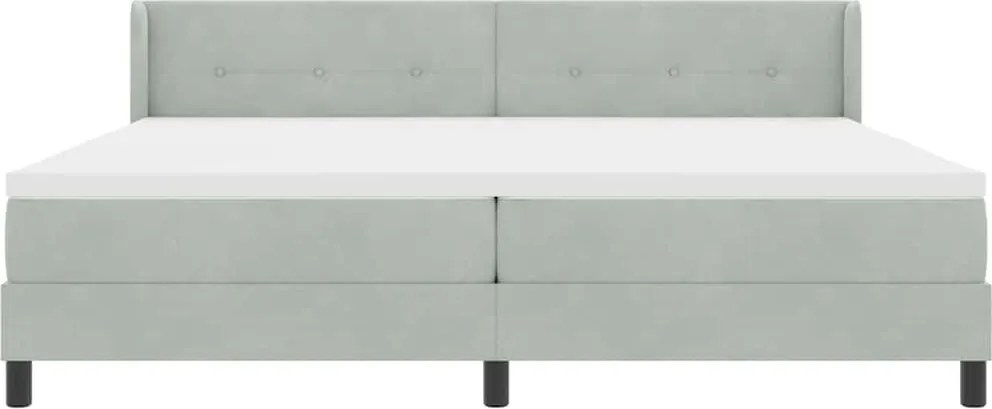 Postel s boxspringem s čelo Světle šedá 200 x 200 cm samet 3341486