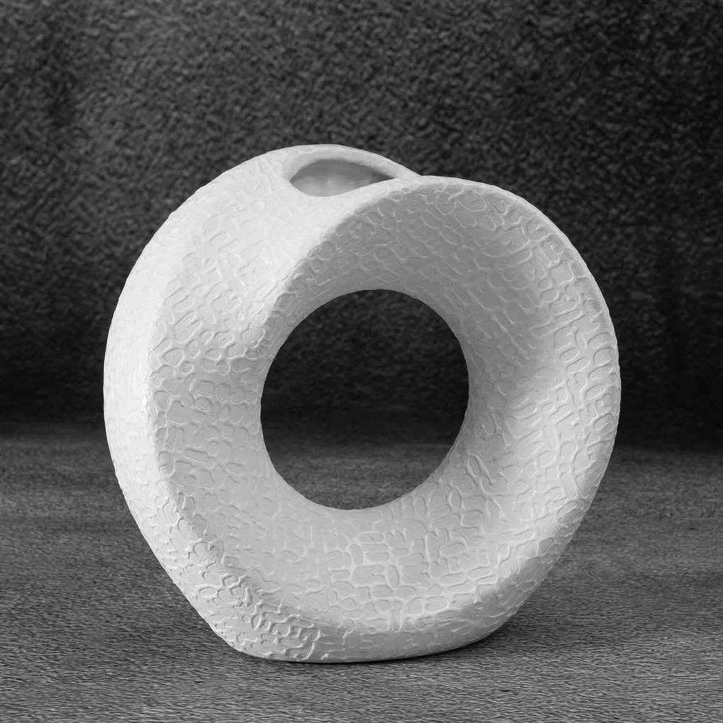 KERAMICKÁ VÁZA RISO 19X7X18 CM BÍLÁ