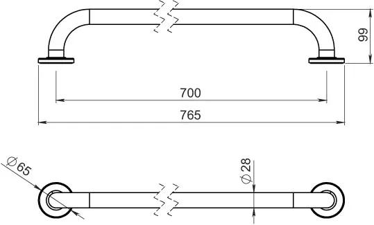 NOVASERVIS Madlo rovné s krytkami 700 mm bílé (R6670,11)