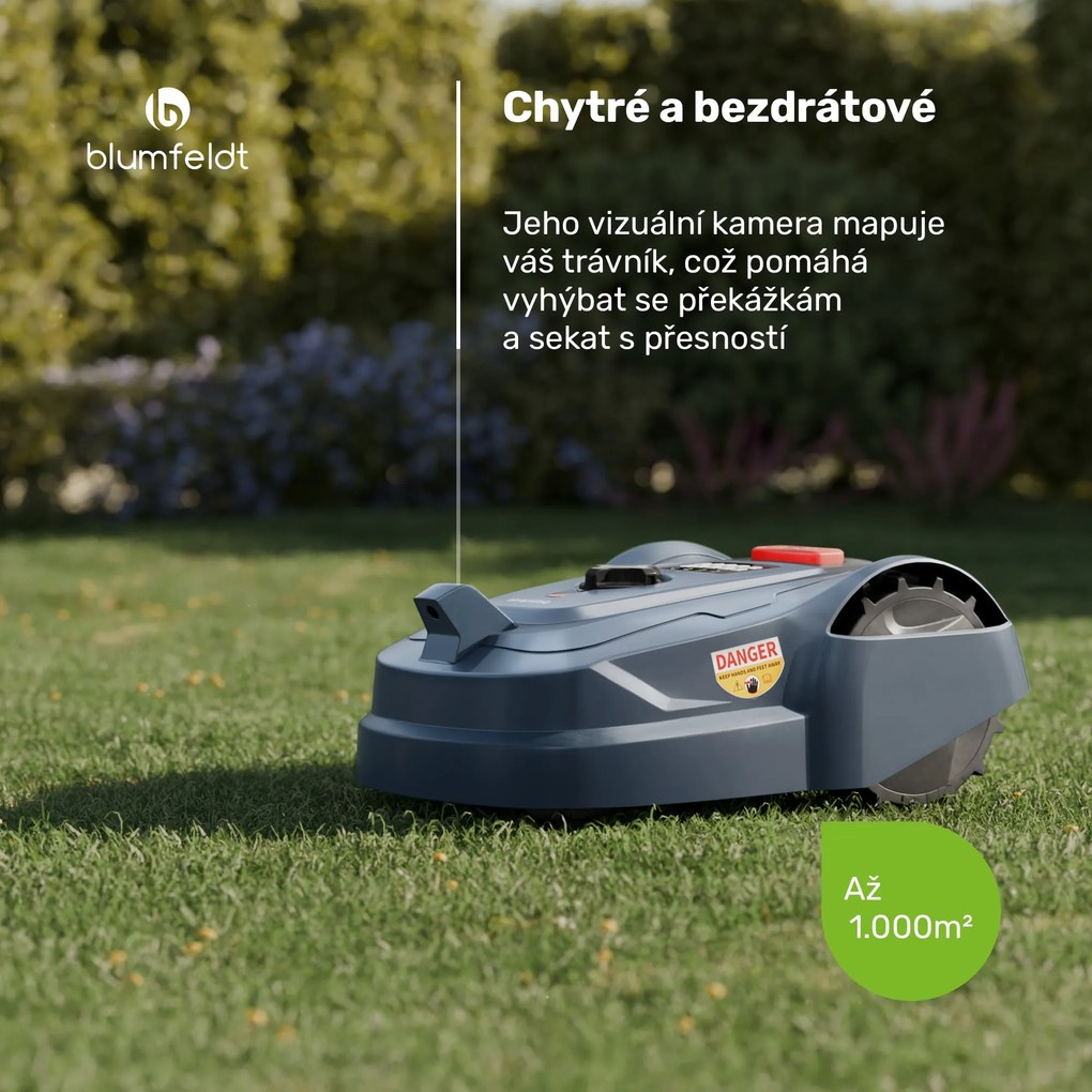 Blumfeldt Robotická sekačka GrassConnect, Péče o trávník do 1000 m², Ovládání pomocí aplikace