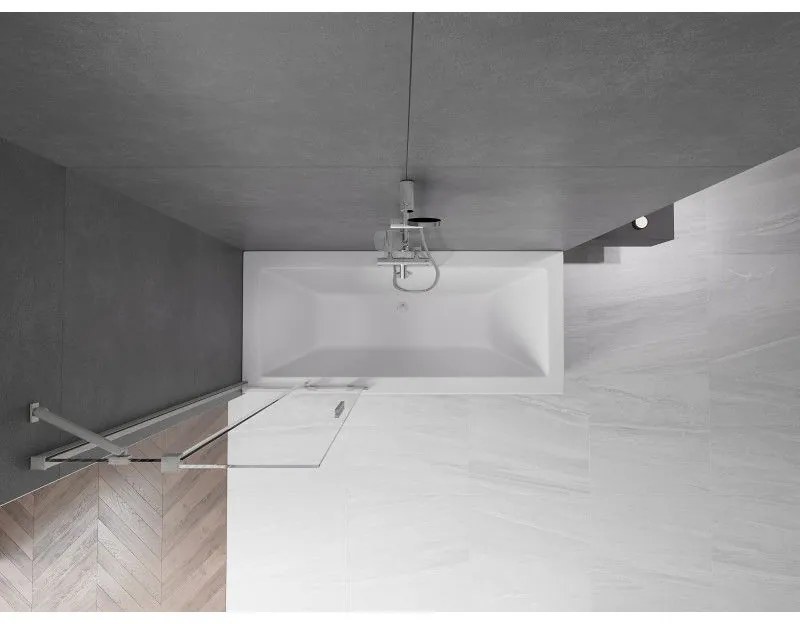 Mexen Velar, 2-křídlová posuvná vanová zástěna 70 x 150 cm, 8mm čiré sklo, broušená ocel, 896-070-000-01-97