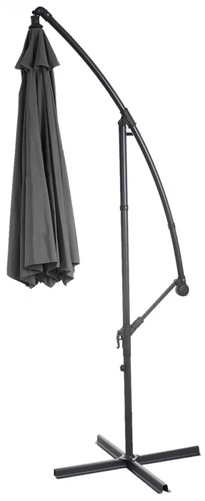 Slunečník Acerra Ø 3m se stojanem-polyester/ocel - šedá