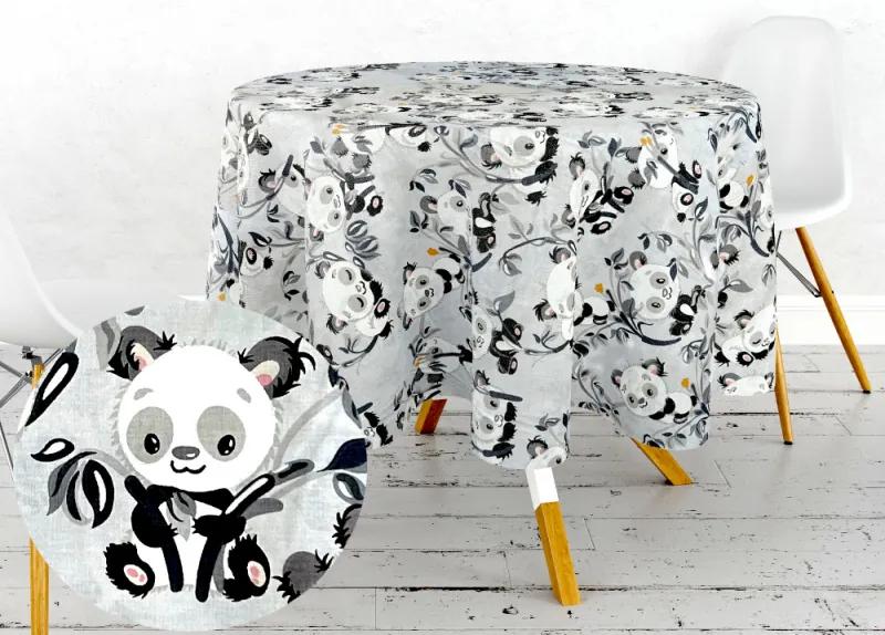 Ervi bavlněný ubrus na stůl kulatý - pandy