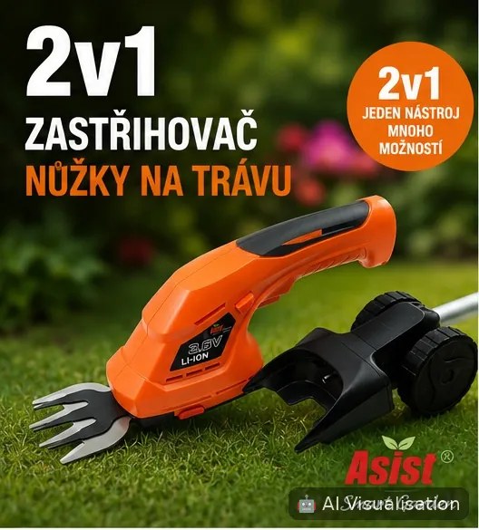 ASIST smart garden AE3N36T AKU nůžky s tyčí 3v1 3,6 V, 1,5 Ah
