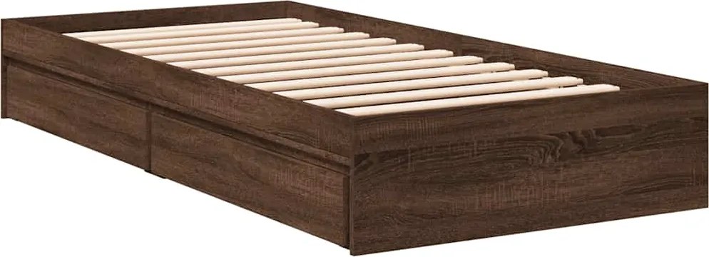 Rám postele se zásuvkami hnědý dub 75 x 190 cm kompozitní dřevo 3280719