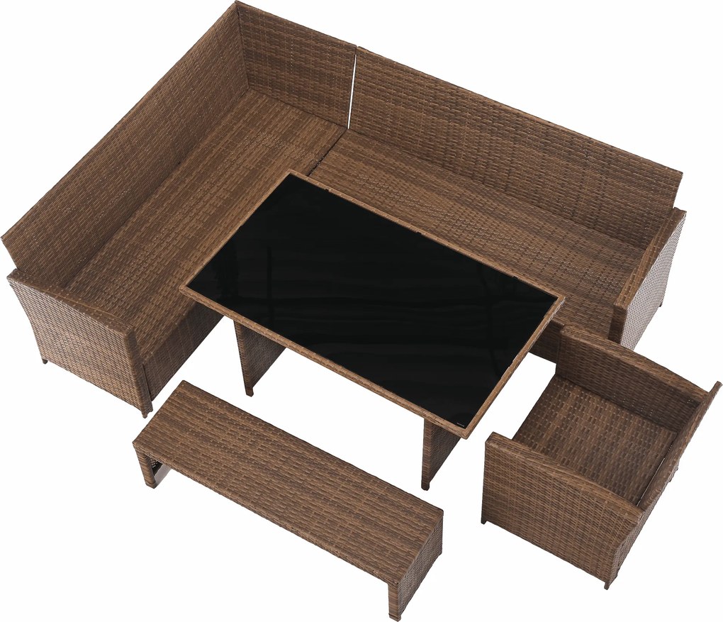 Zahradní ratanový set, šedohnědá/světle hnědá, SAGIR