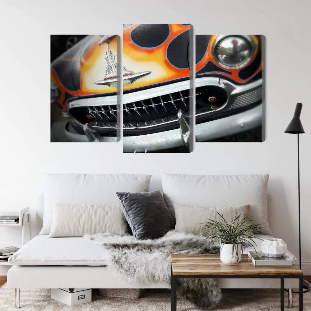 Vícedílný obraz Starožitné Auto S Plameny Nedostatek Nedostatek Plátno Canvas 90x60