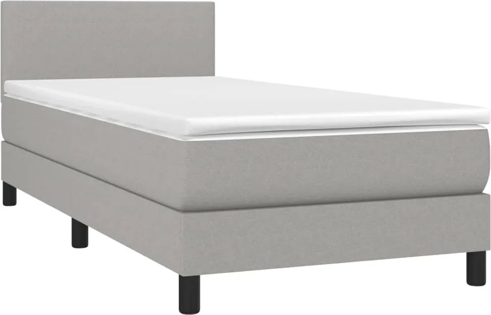 Box spring postel s matrací světle šedý 100 x 200 cm textil 3139873