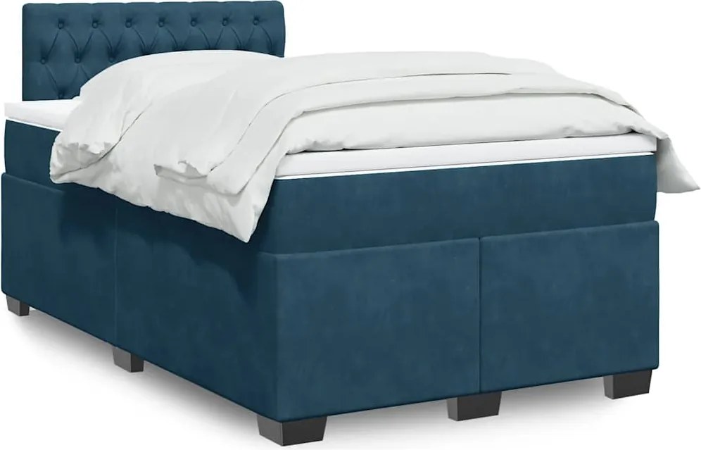 Box spring postel s matrací modrá 120 x 200 cm samet 3288592