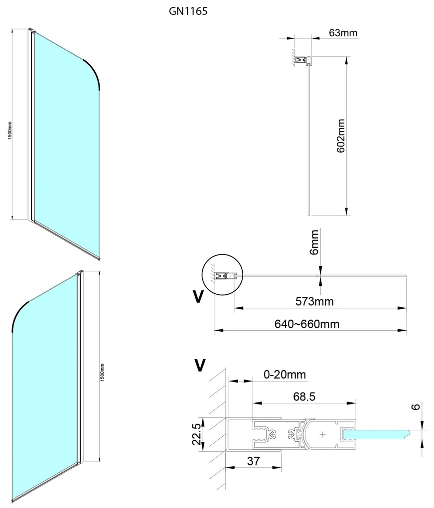 Gelco Gelco, LORO vanová zástěna 650mm, čiré sklo, GN1165