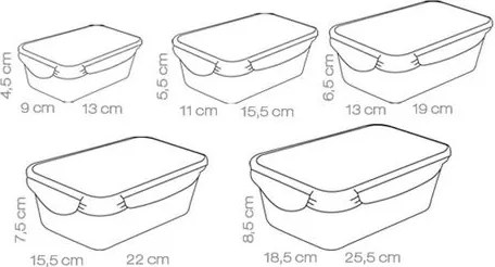 TESCOMA Dóza FRESHBOX 5 ks, obdélníková