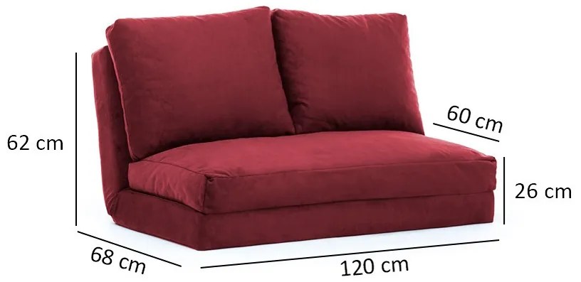 Designová rozkládací pohovka Wandella 120 cm červeno-hnědá