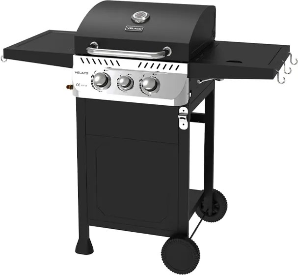 BPS-koupelny Plynový BBQ gril s boční plotýnkou, poličkou a krycí plachtou - , 2+1 hořák