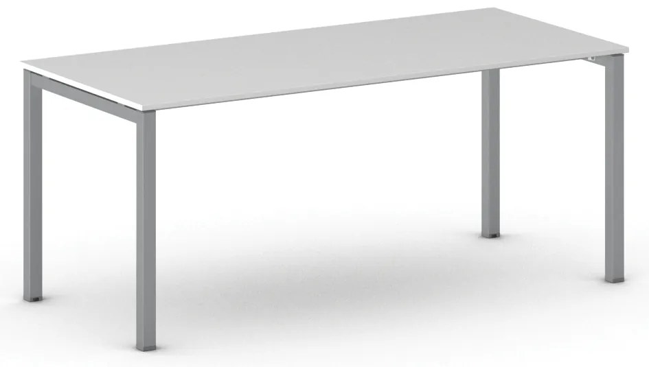 Jednací kancelářský stůl PRIMO SQUARE, 180x80 cm, šedostříbrná podnož, bílá
