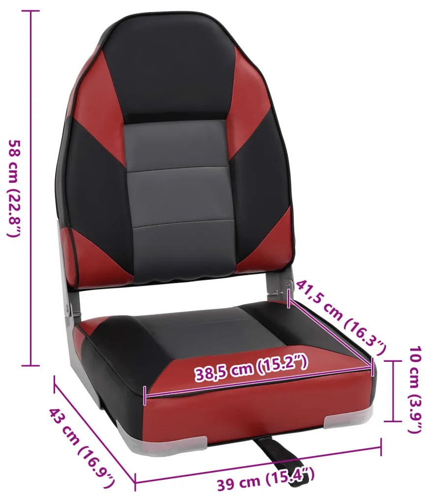 vidaXL Lodní sedadlo s vysokým opěradlem skládací 39 x 43 x 58 cm