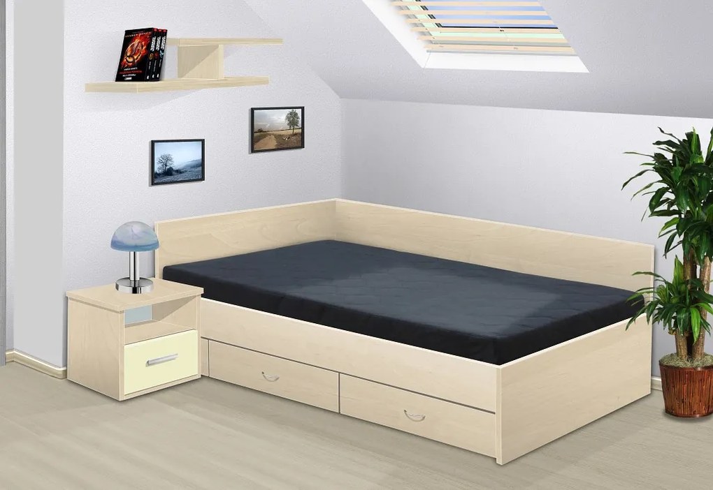 Nabytekmorava postel s úložným prostorem Renata 120x200 cm barva lamina: bříza, boční čela: bez bočních čel