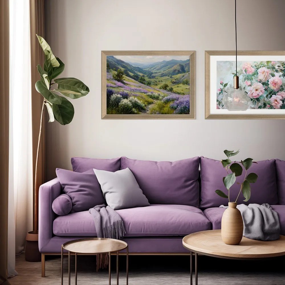 Tištěný obraz s rámem 75x56 cm Violet Hills – Styler