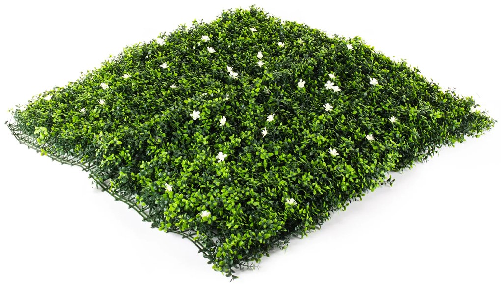 Umělý živý plot Hawaj Buxus High s květy | Stěna 100 x 100 cm
