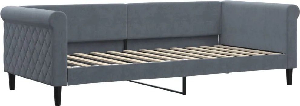 Válenda s přistýlkou tmavě šedá 90 x 200 cm samet 3197772