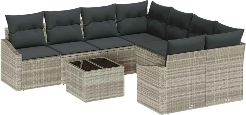 Set pohovek 9 ks Světle šedá polyratan 3346662
