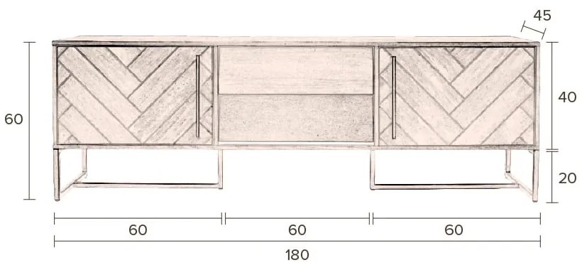 TV stolek v dekoru dubu 180x60 cm Class - Dutchbone
