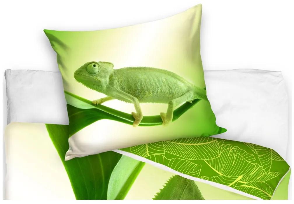 TipTrade Bavlněné povlečení 140x200 + 70x90 cm - Zelený chameleon